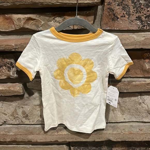 Little Co. | Shirts & Tops | Little Co Yellow Flower Ringer Tee | Poshmark